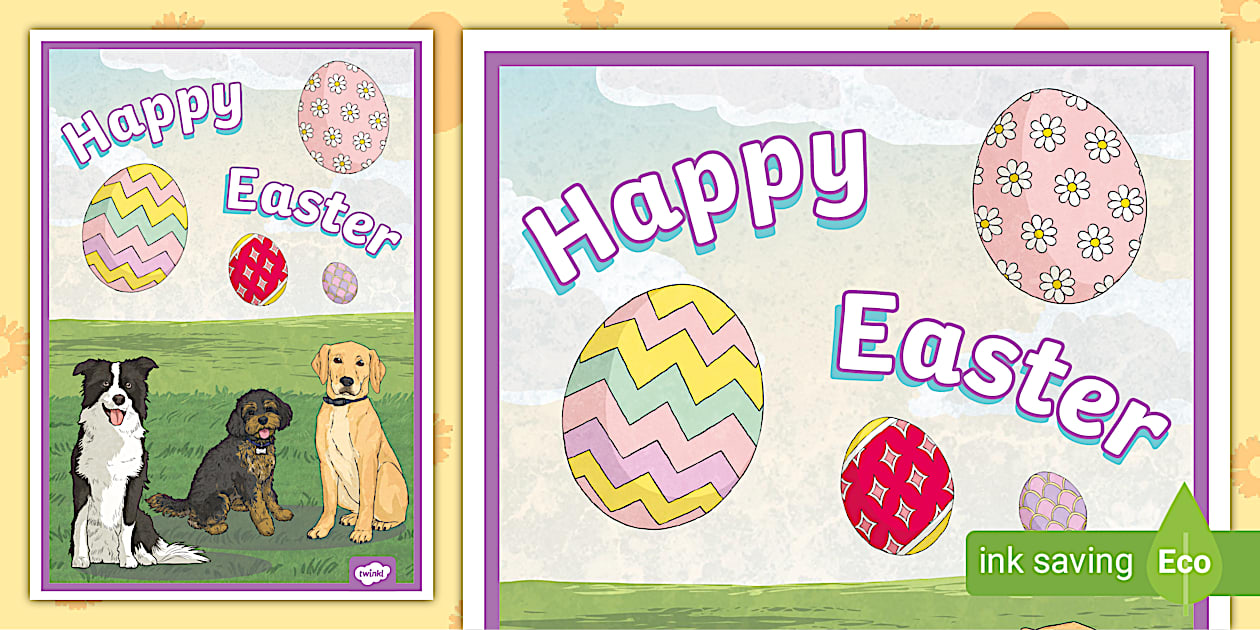 Adorable Happy Easter Dog Display Poster | Twinkl KS1