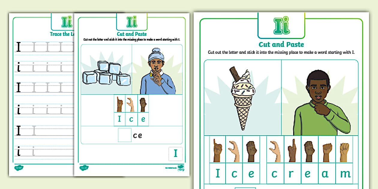 Letter I Handwriting Worksheet with SASL (teacher made)