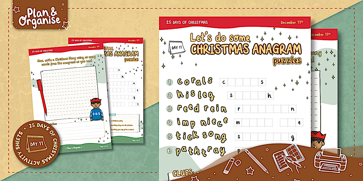 December 11th: Christmas Anagram Puzzle Sheets | 25 Days of Christmas ...