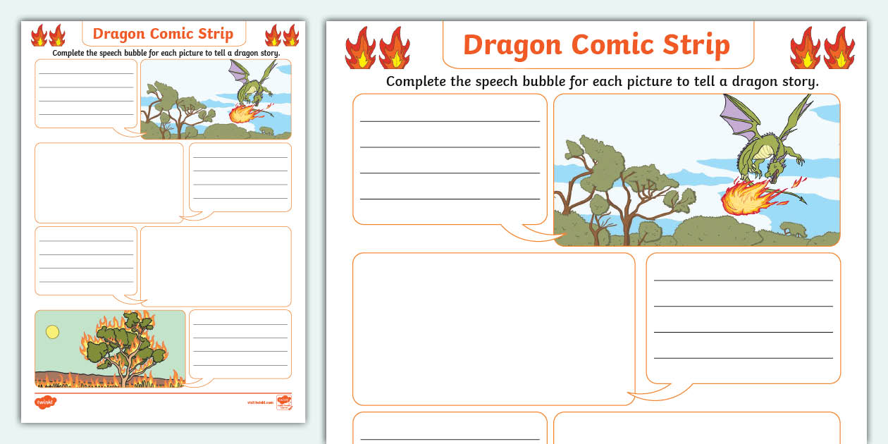 Finish the Dragon Comic Strip - Twinkl Templates - Twinkl