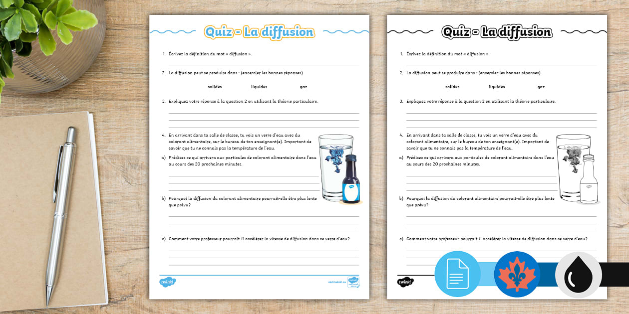 Pure Substances and Mixtures Diffusion Quiz French - Twinkl