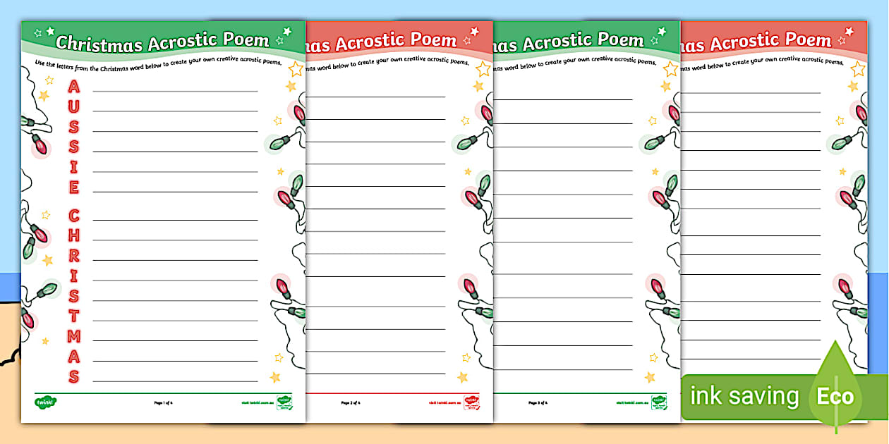Christmas Acrostic Poem | Years 3-4 Christmas Poetry
