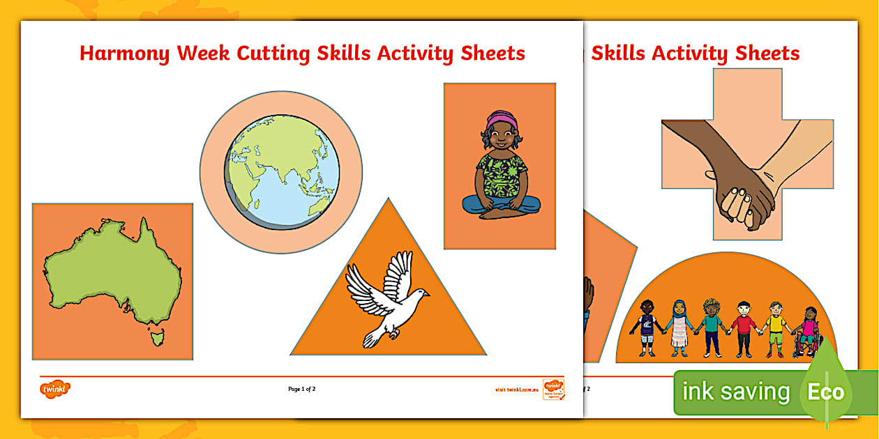 Harmony Week Cutting Skills Worksheet - Twinkl