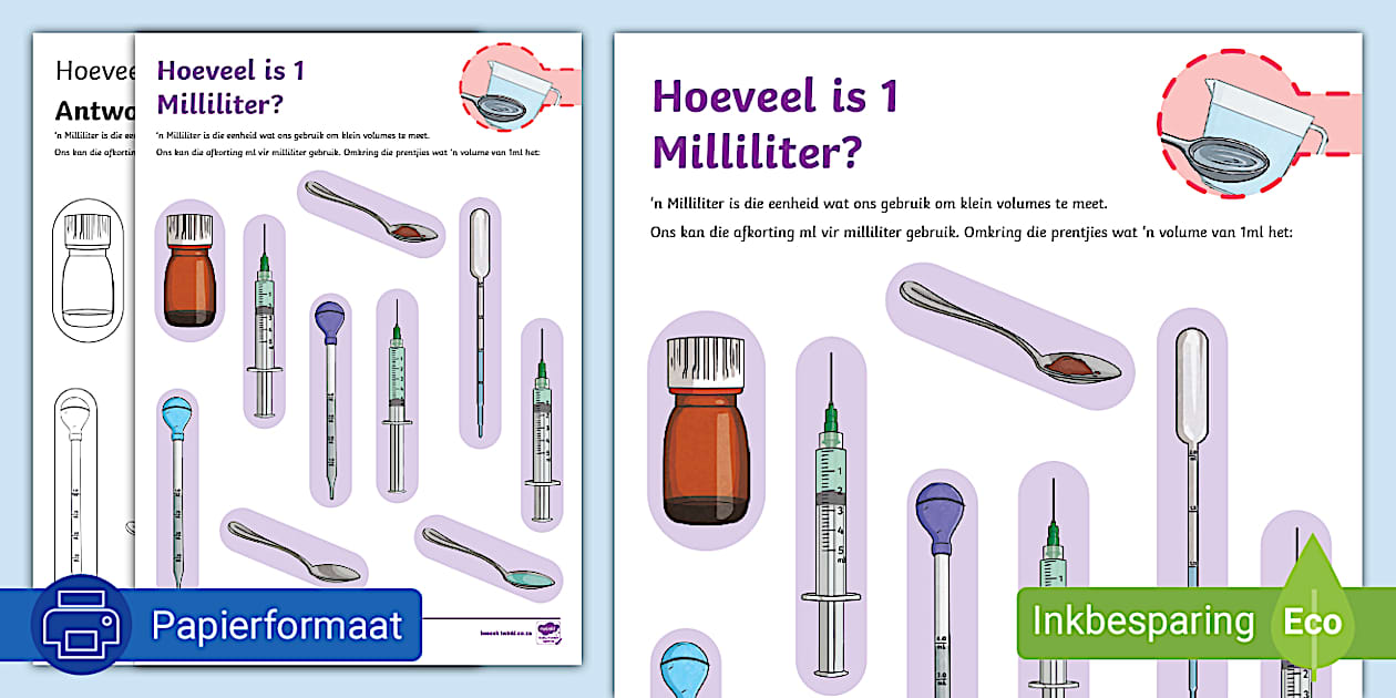 Hoeveel is 1 Milliliter? Aktiwiteit (Teacher-Made) - Twinkl