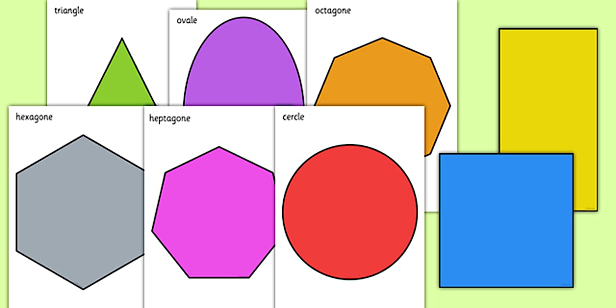 2D Shape A4 Cut Outs French (teacher made) - Twinkl