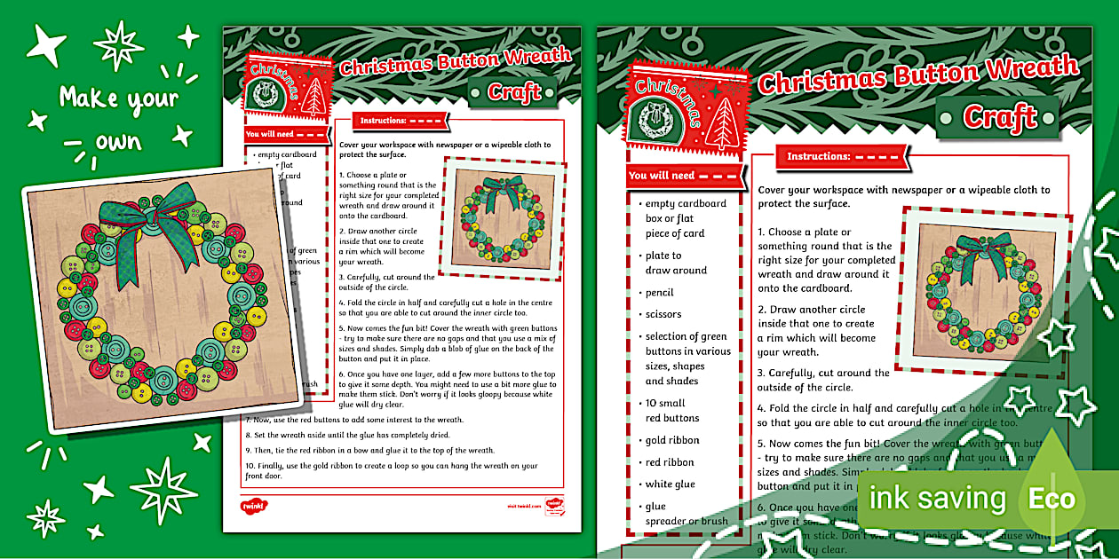 Button Wreath Craft (teacher made) - Twinkl