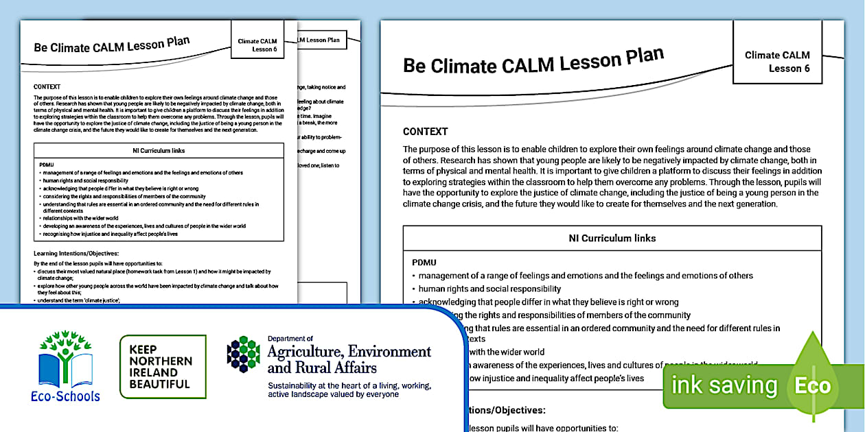 Climate CALM Lesson 6, Be Climate CALM Lesson Plan