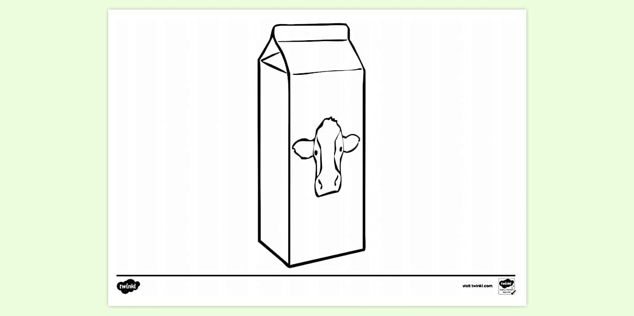 Carton of Milk Colouring Sheet | Colouring Sheets - Twinkl