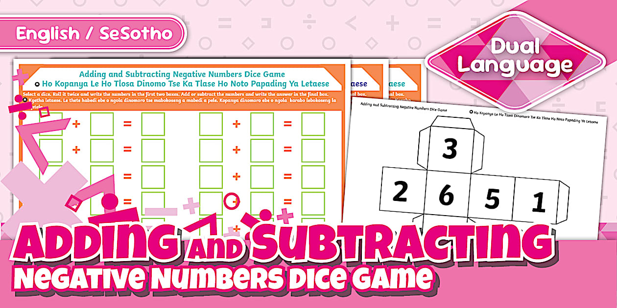 Adding and Subtracting Negative Numbers Dice Game
