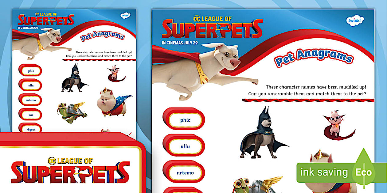 FREE! - DC Super-Pets: Pet Anagram [Ages 7 - 11] - Twinkl