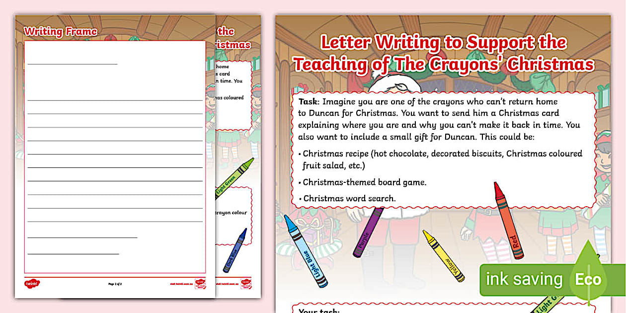 “The Crayons’ Christmas” Writing Activity । Twinkl.