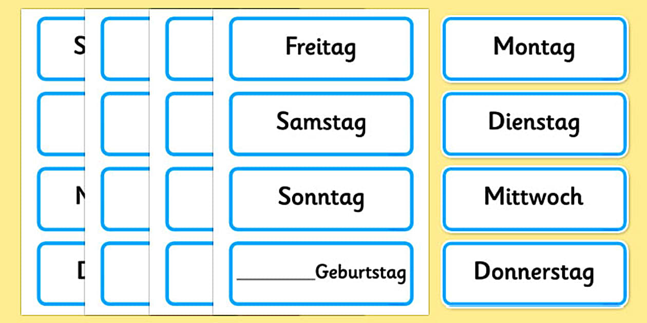 Days of the Week, Months of the Year Labels German - Twinkl
