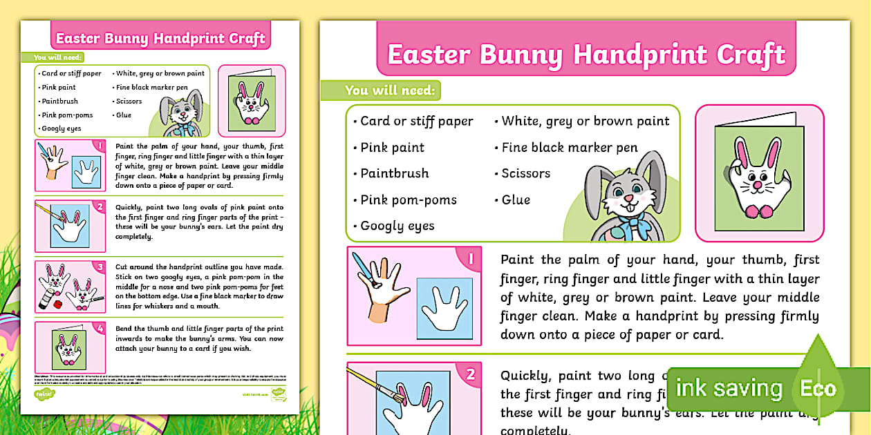 Easter Handprint Bunny Craft Activity - Twinkl