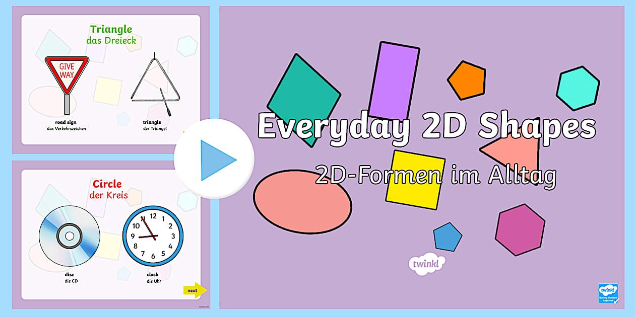 Everyday 2D Shapes PowerPoint English/German - Twinkl