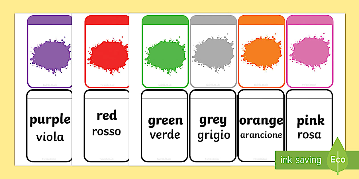 Color Matching Flashcards English/Italian - Color Matching Flashcards