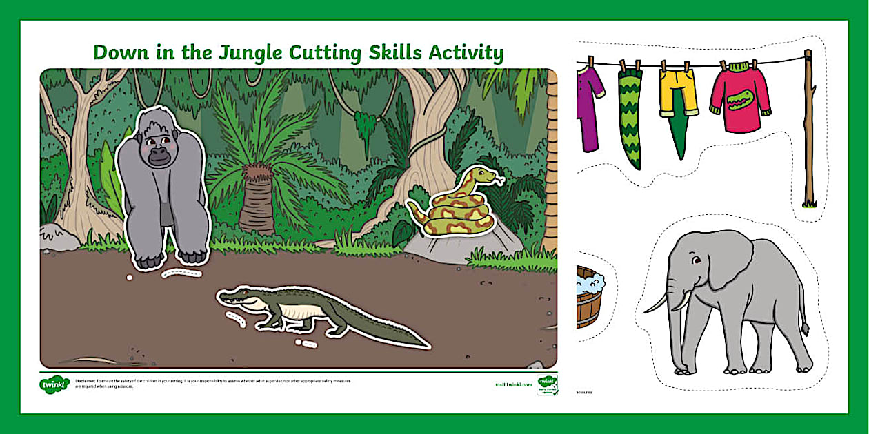 Down in the Jungle Cutting Skills Activity (teacher made)