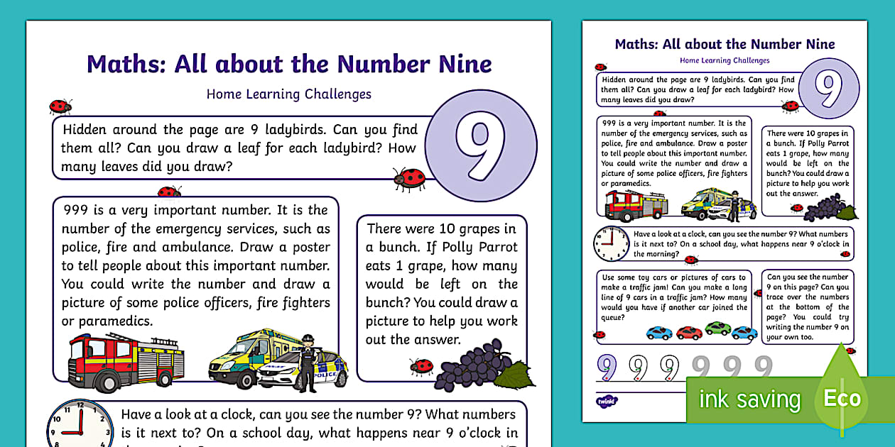 Number Formation All About Number Nine Home Learning Challenges