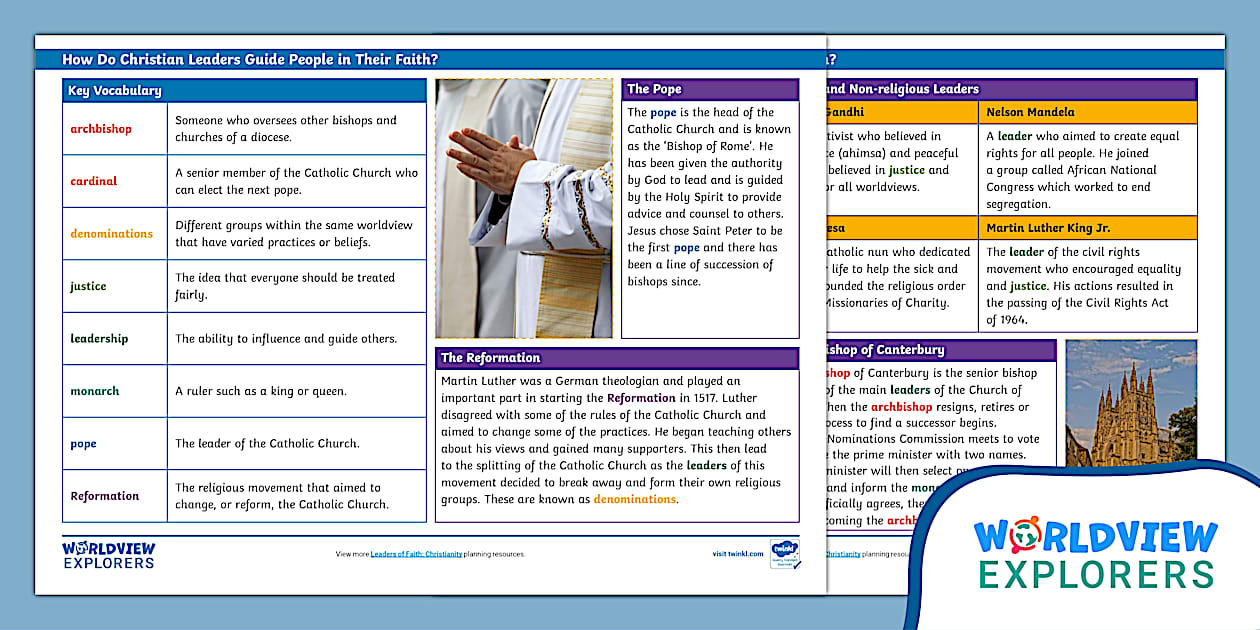 RE: Leaders of Faith - Christianity: Knowledge Organiser