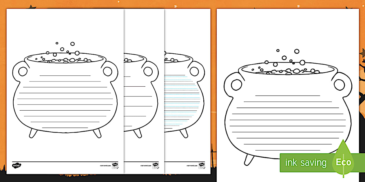 Editable Lined Cauldron Writing Template (teacher made)