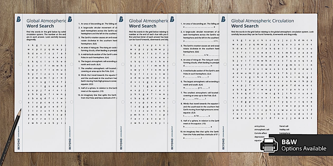 GCSE Global Atmospheric Circulation Word Search | Geography