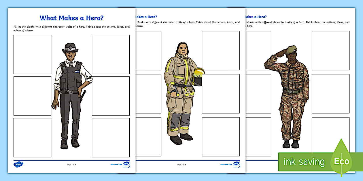 Cursive What Makes a Hero Worksheets (teacher made) - Twinkl