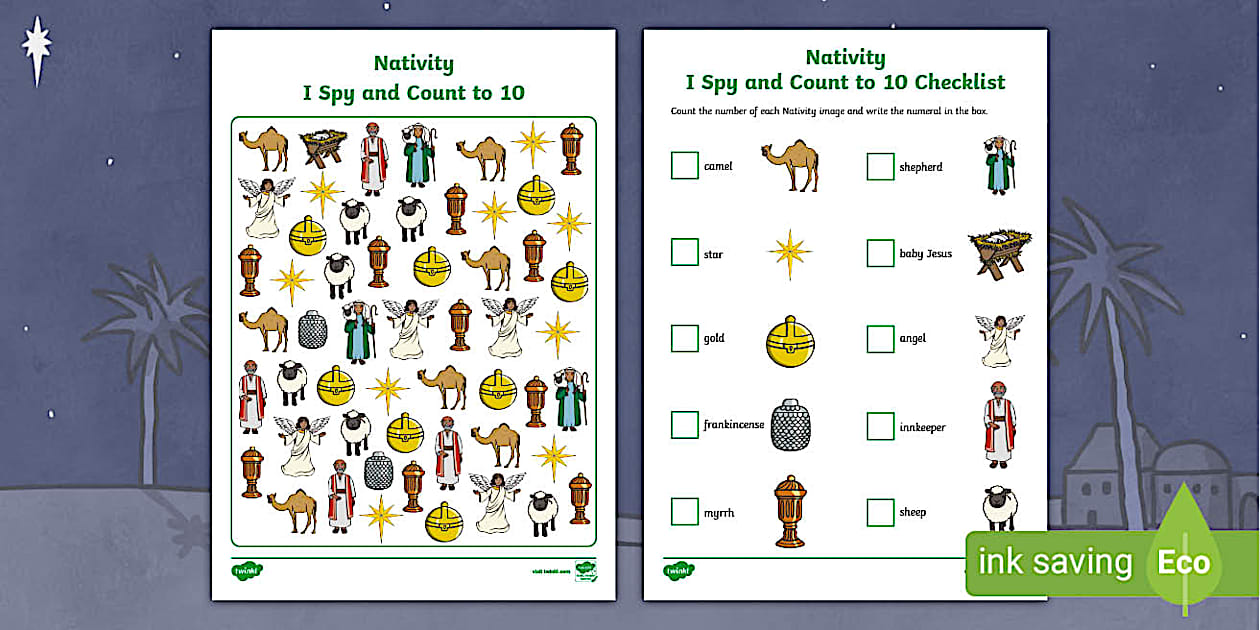 👉 Nativity I Spy and Count to 10 Activity (teacher made)