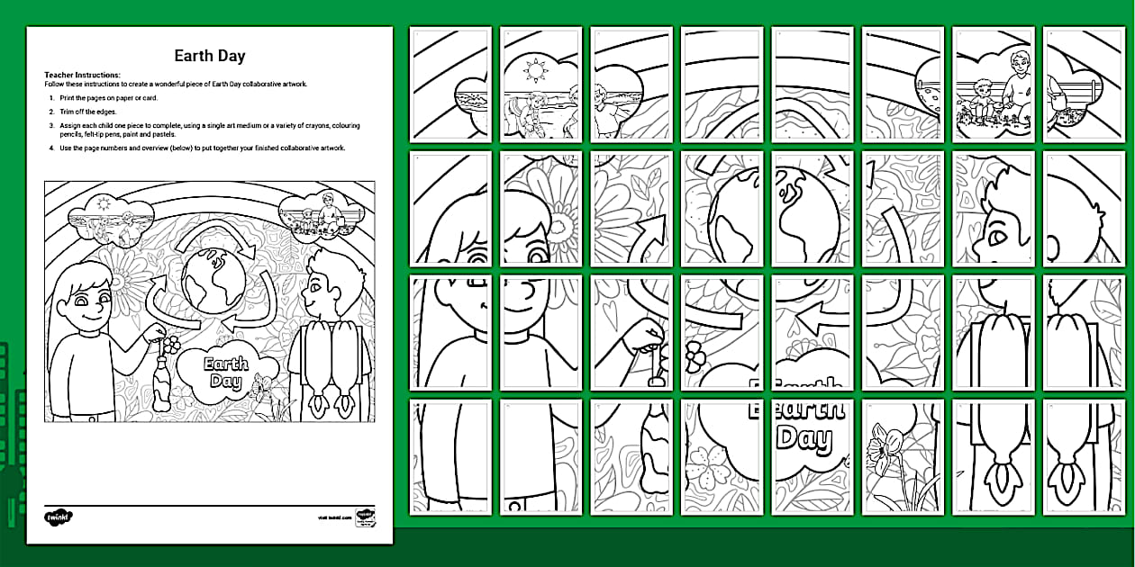 Earth Day Collaborative Colouring - Twinkl - KS1 - Twinkl