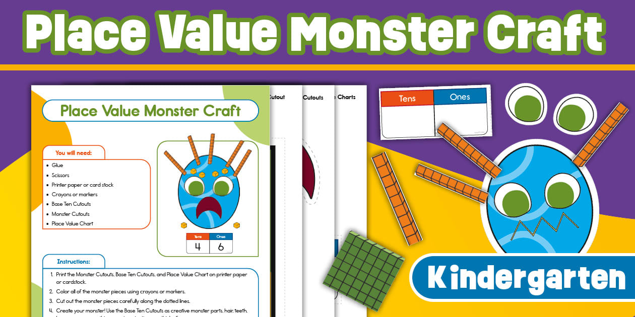Kindergarten Place Value Monster Craft