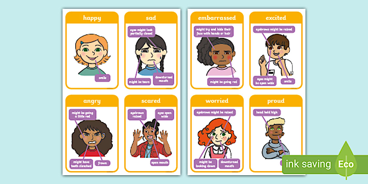 Emotions Characteristics Cards (teacher made) - Twinkl