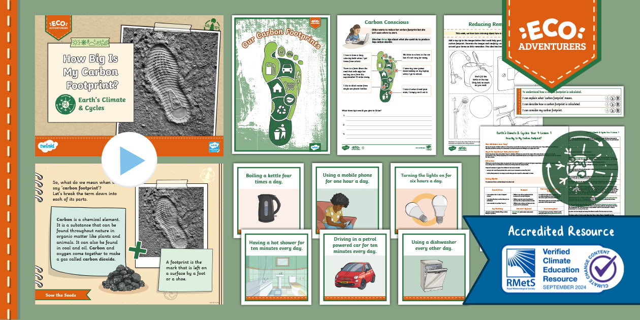 Eco Adventurers Year 4 Lesson 1: Carbon Footprints - Twinkl