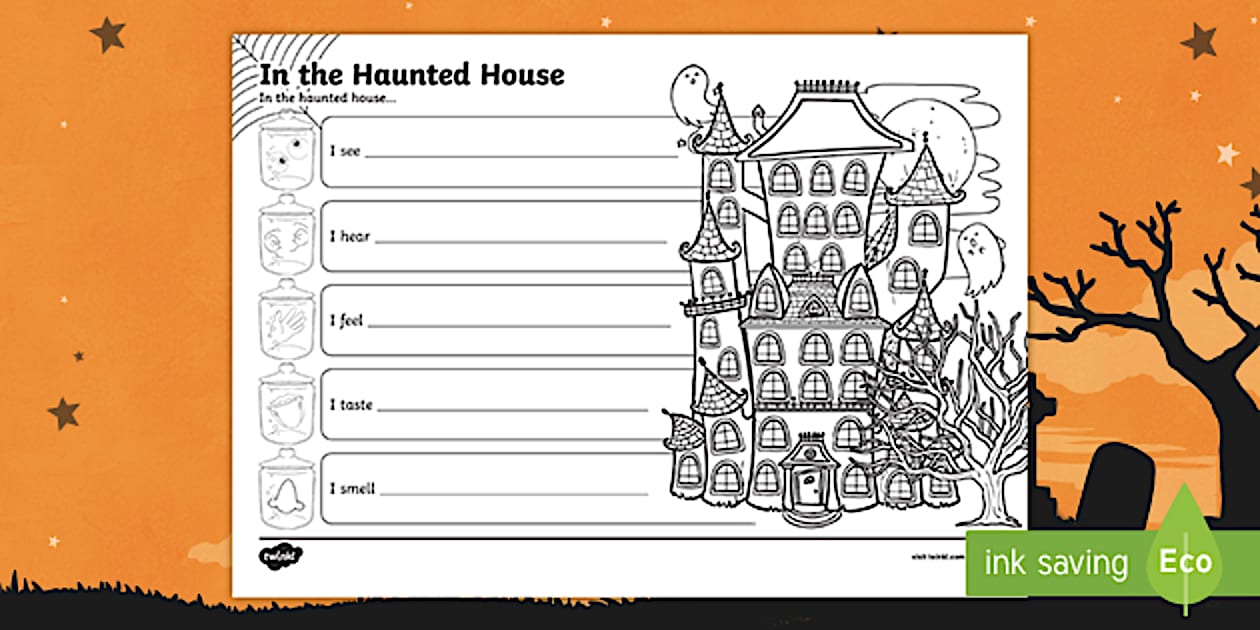 Editable In the Haunted House Writing Activity - Twinkl