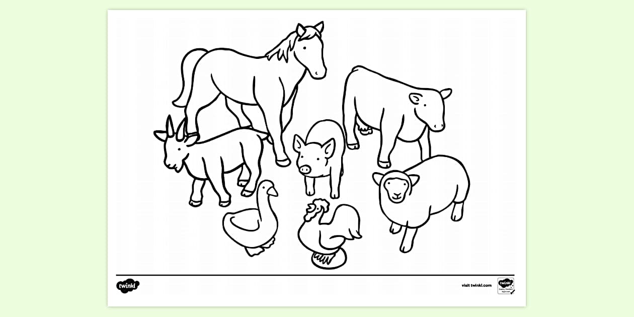Farm Animals Colouring Sheet | Colouring Sheets - Twinkl