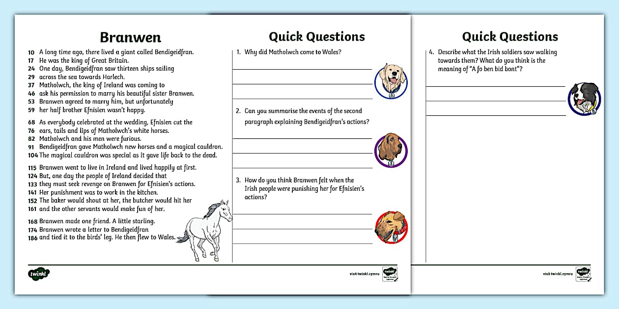 60 Second Reads: Branwen (Teacher-Made) - Twinkl