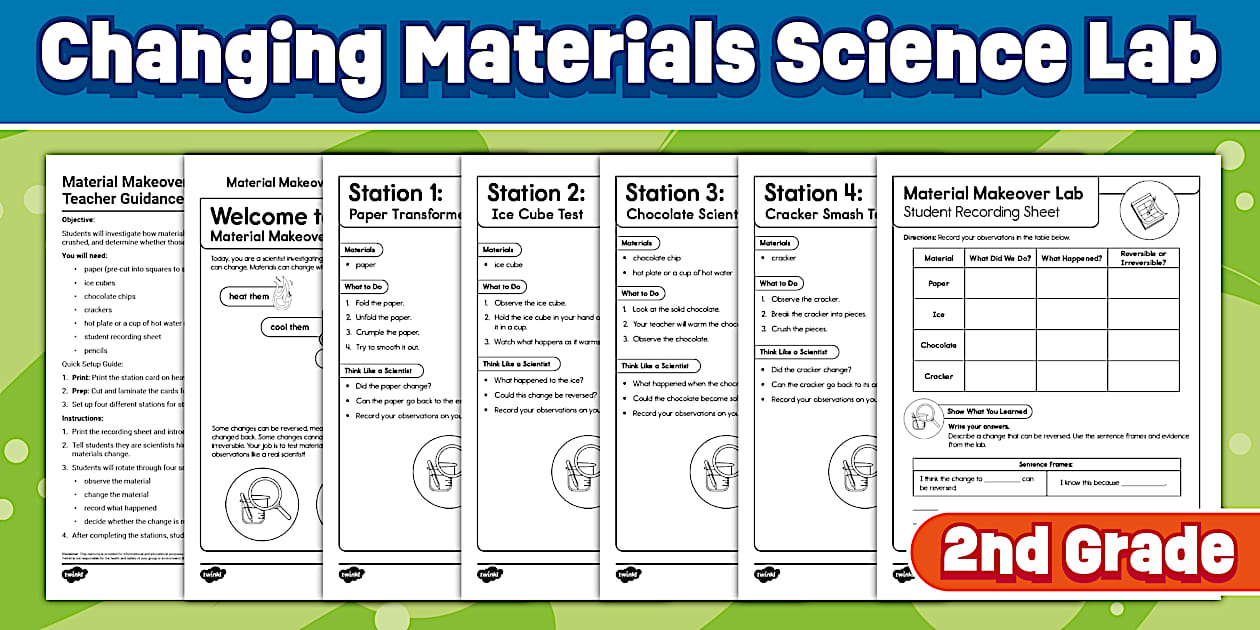 Second Grade Material Makeover Lab Science Investigation