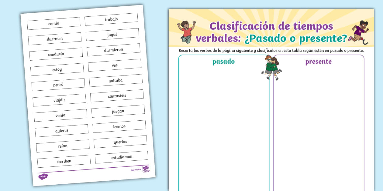 Ficha de actividad: Clasificación según el tiempo verbal - ¿Pasado o ...
