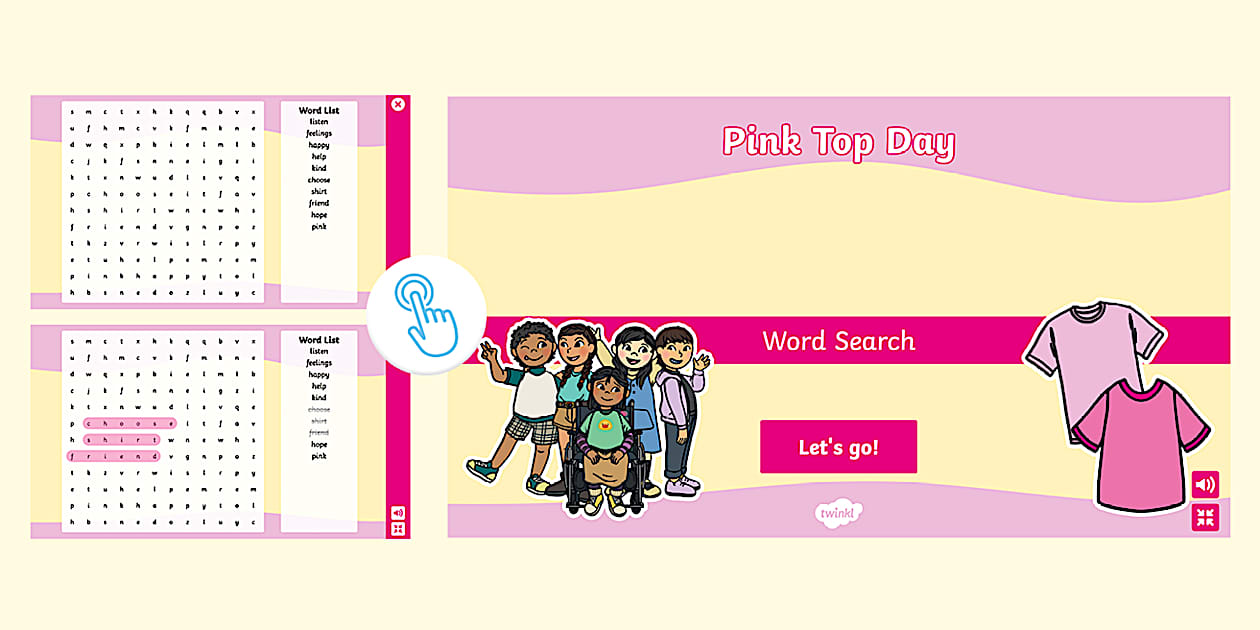 Pink Top Day Interactive Word Search (Teacher-Made) - Twinkl