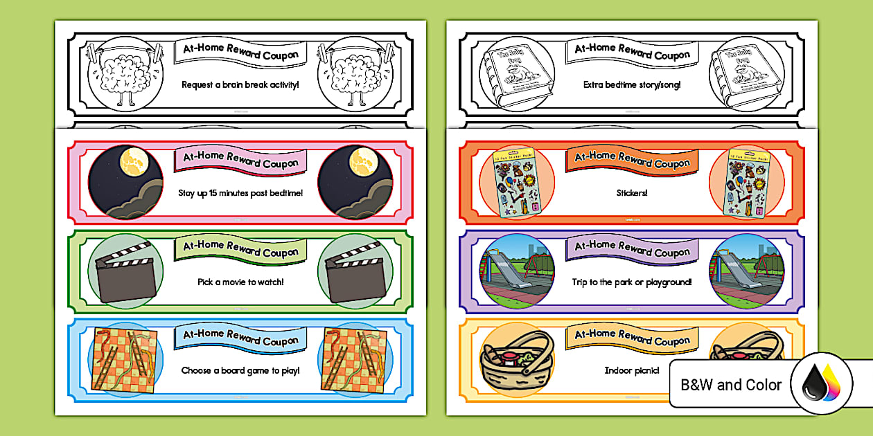 At-Home Reward Coupons for Kids