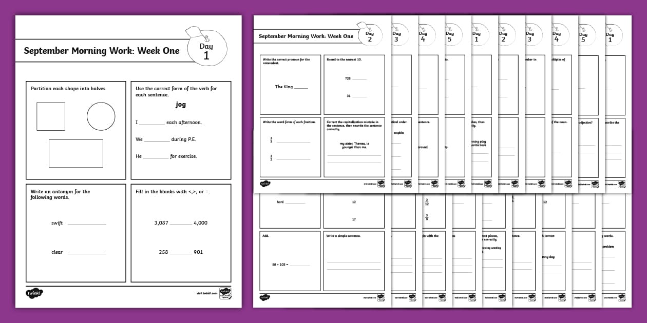 Third Grade September Morning Work Bundle (teacher made)