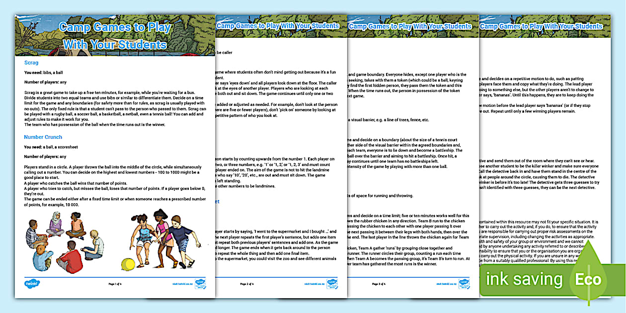 Ten Great Games for Camp | Summer Camp Games (Teacher-Made)