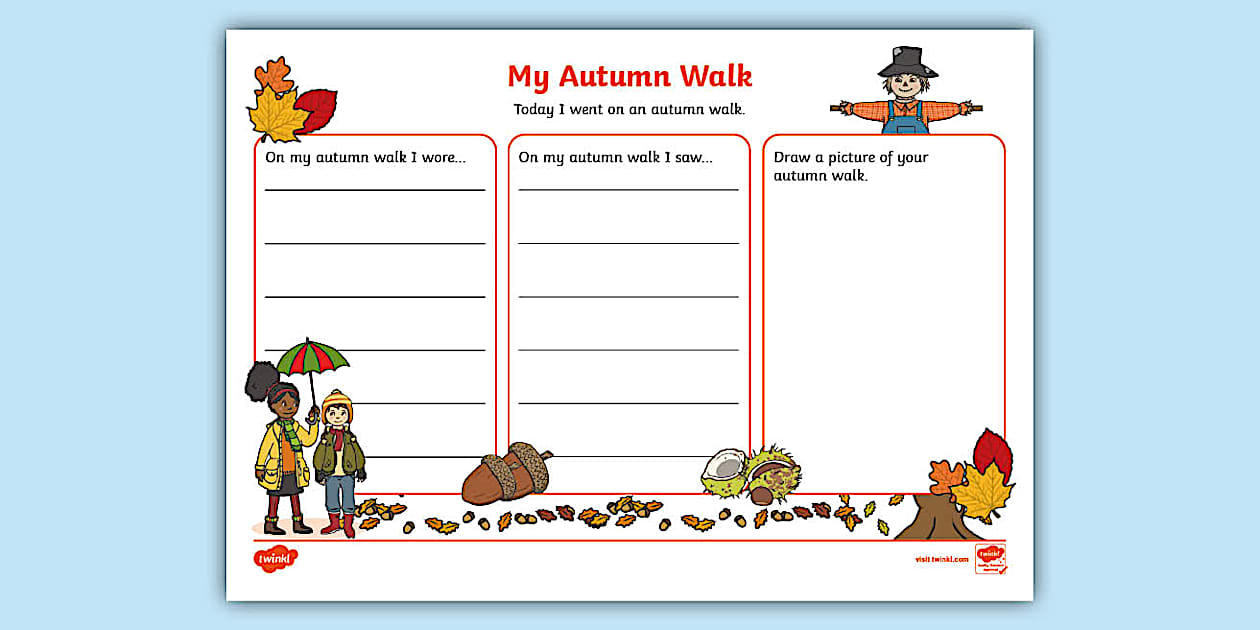 My Autumn Walk Writing Activity (teacher made) - Twinkl