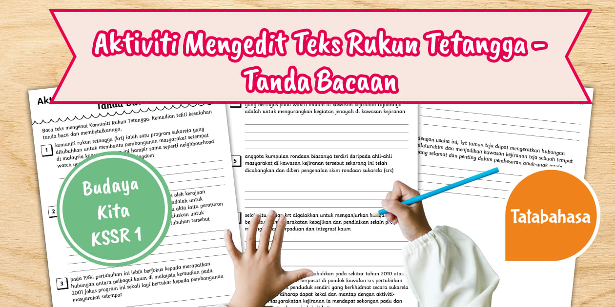 Aktiviti Mengedit Teks Rukun Tetangga - Tanda Bacaan