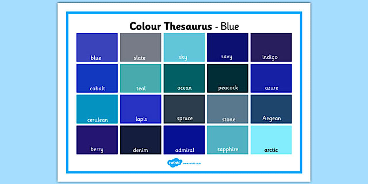 Editable Colour Thesaurus Word Mat Blue (teacher made)