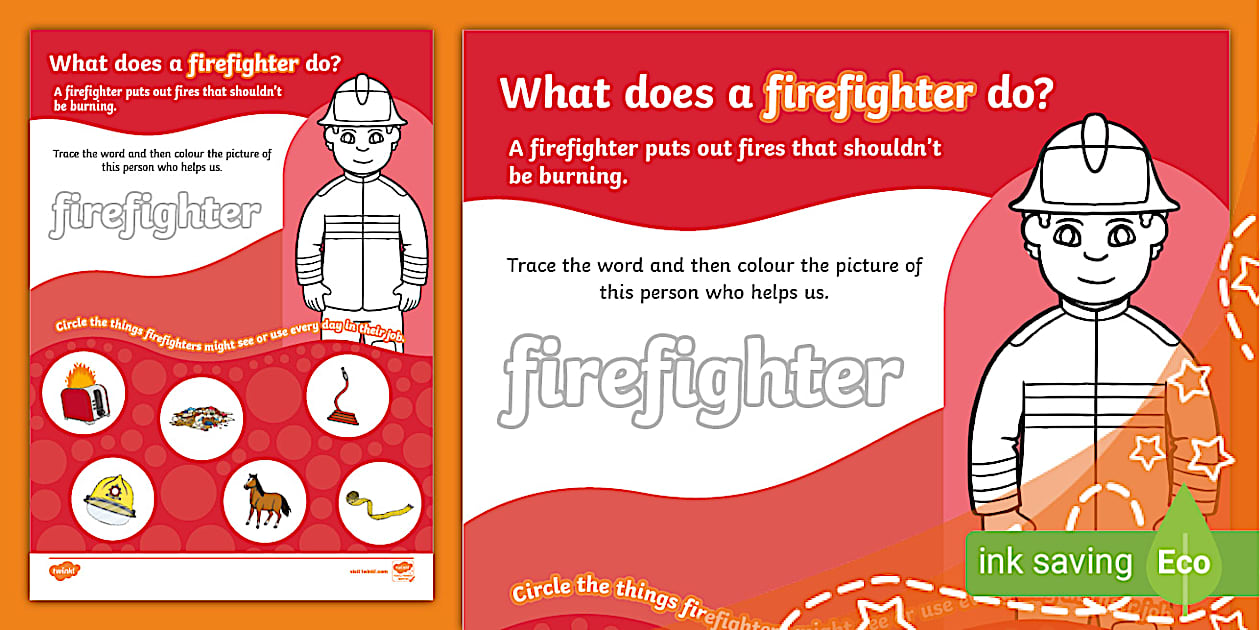 What Does a Firefighter Do? Activity Sheet (teacher made)
