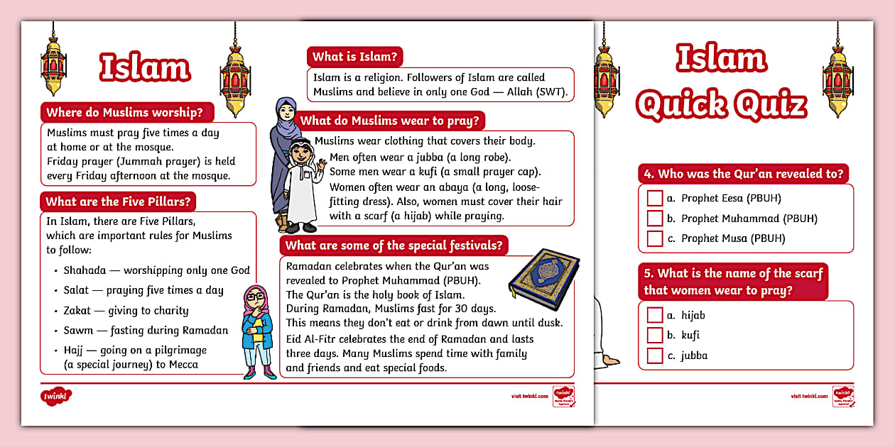 KS1 Islam Fact File and Quick Quiz (Hecho por educadores)