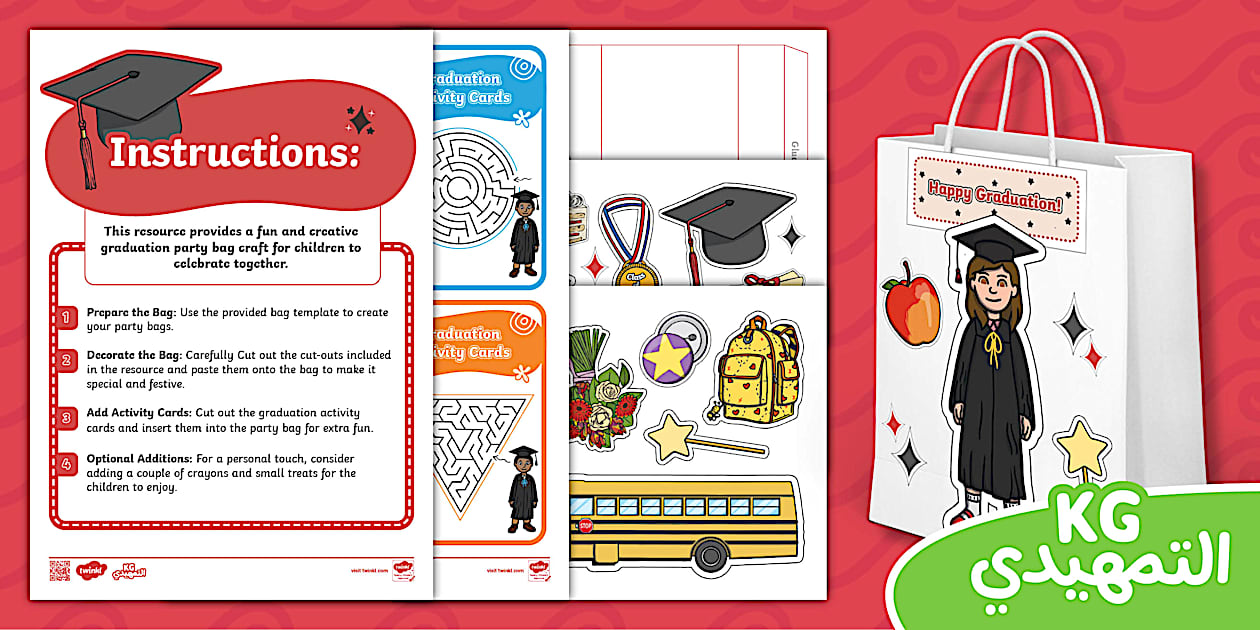 Kindergarten Graduation Party Bag Craft | Printable Gift Bag Craft for Kids