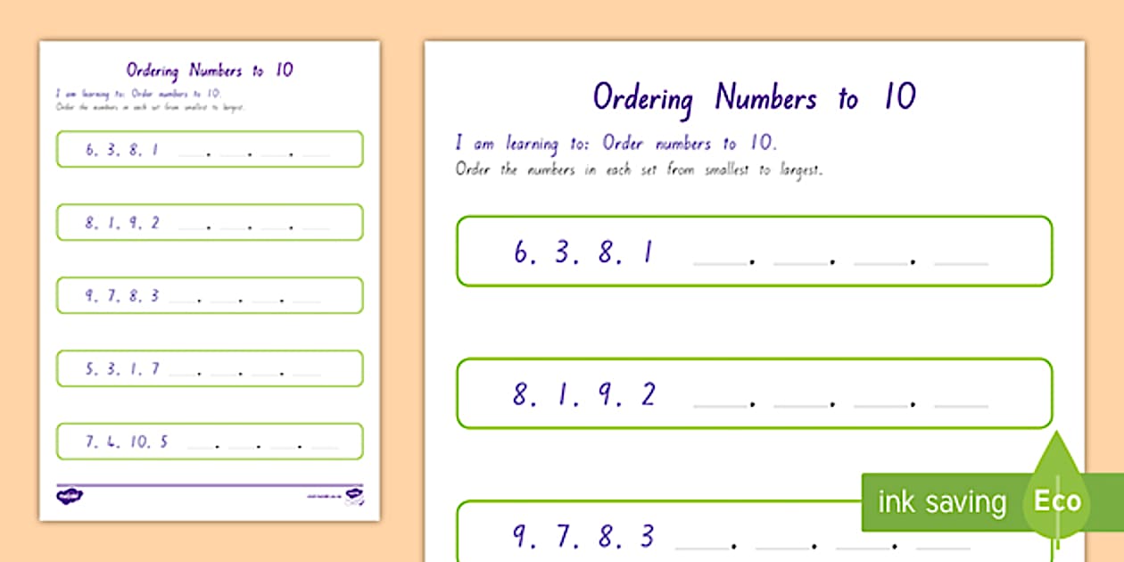 Ordering Numbers to 10 (teacher made) - Twinkl
