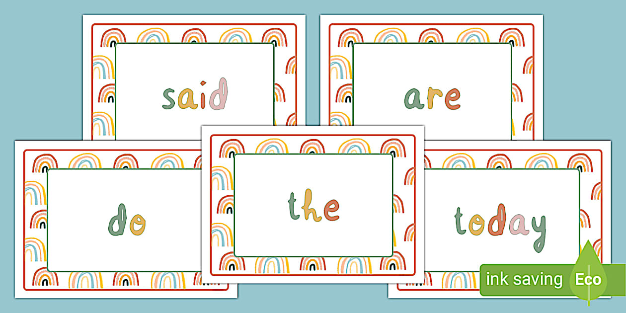 Year 1 Common Exception Words On Muted Rainbow-Themed Display Posters ...