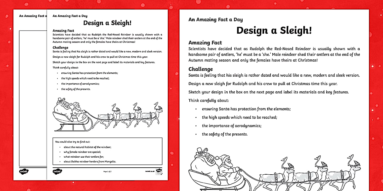 Design A Santa Sleigh Template Activity - Christmas - Twinkl