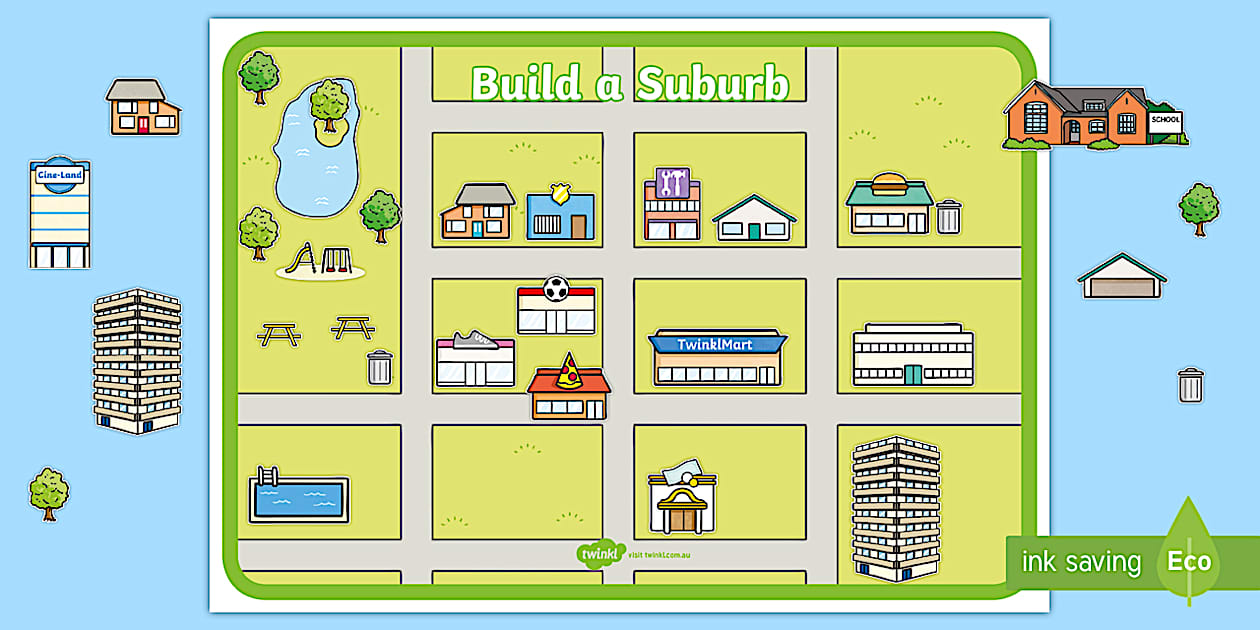 Blank Town Map Template | Build a Suburb Activity - Twinkl