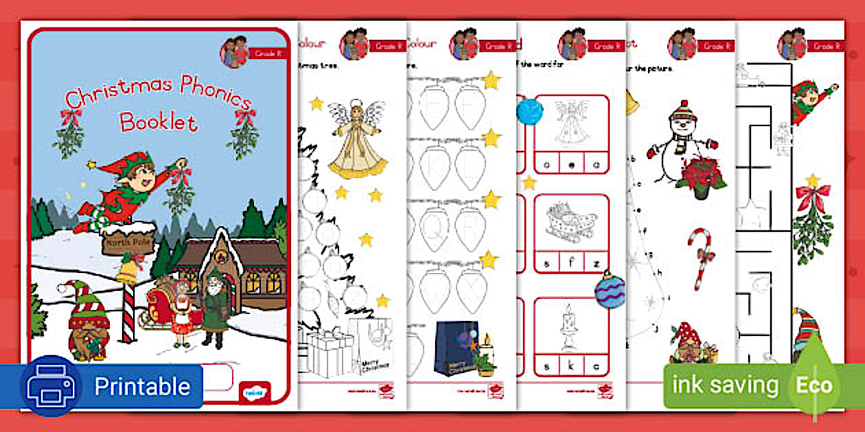 Grade R Phonics Christmas Workbook - Twinkl